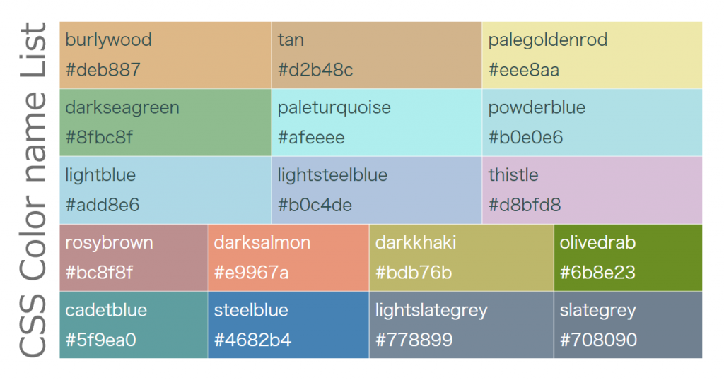 CSSの色を色名(カラーネーム)で指定する | 168LABO